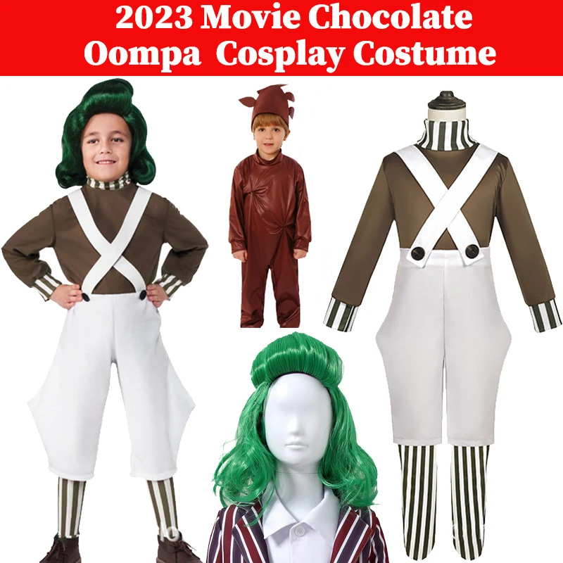 Oompa Cosplay Loompa Kids Costume 2023 Movie Chocolate Disguise Wigs Fantasy Outfits Children ...