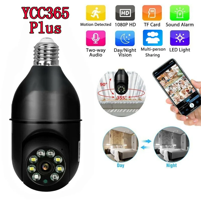 Ycc365-Plus-E27-Surveillance-Bulb-IP-Camera-Night-Vision-Full-Color ...