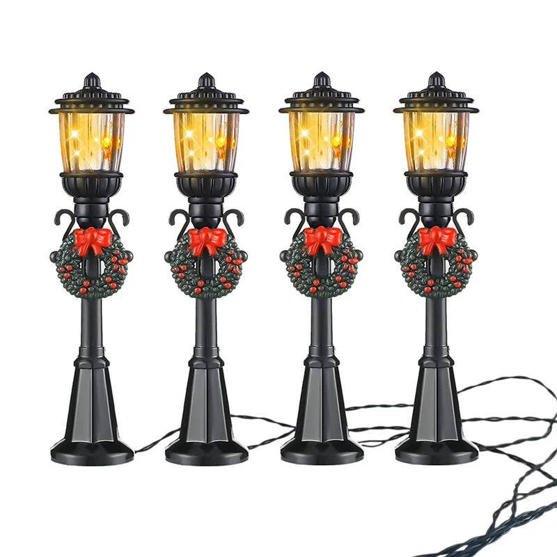 4-Pcs-Mini-Christmas-Lamp-Post-Train-Lamp-Miniature-Street-Lamp ...