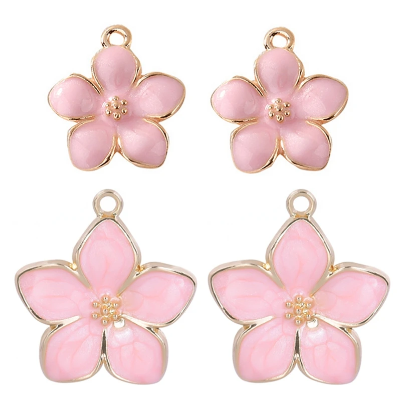 20pcs Cute Enamel Cherry Blossoms Flowers Charms Breloque Sakura Flower ...