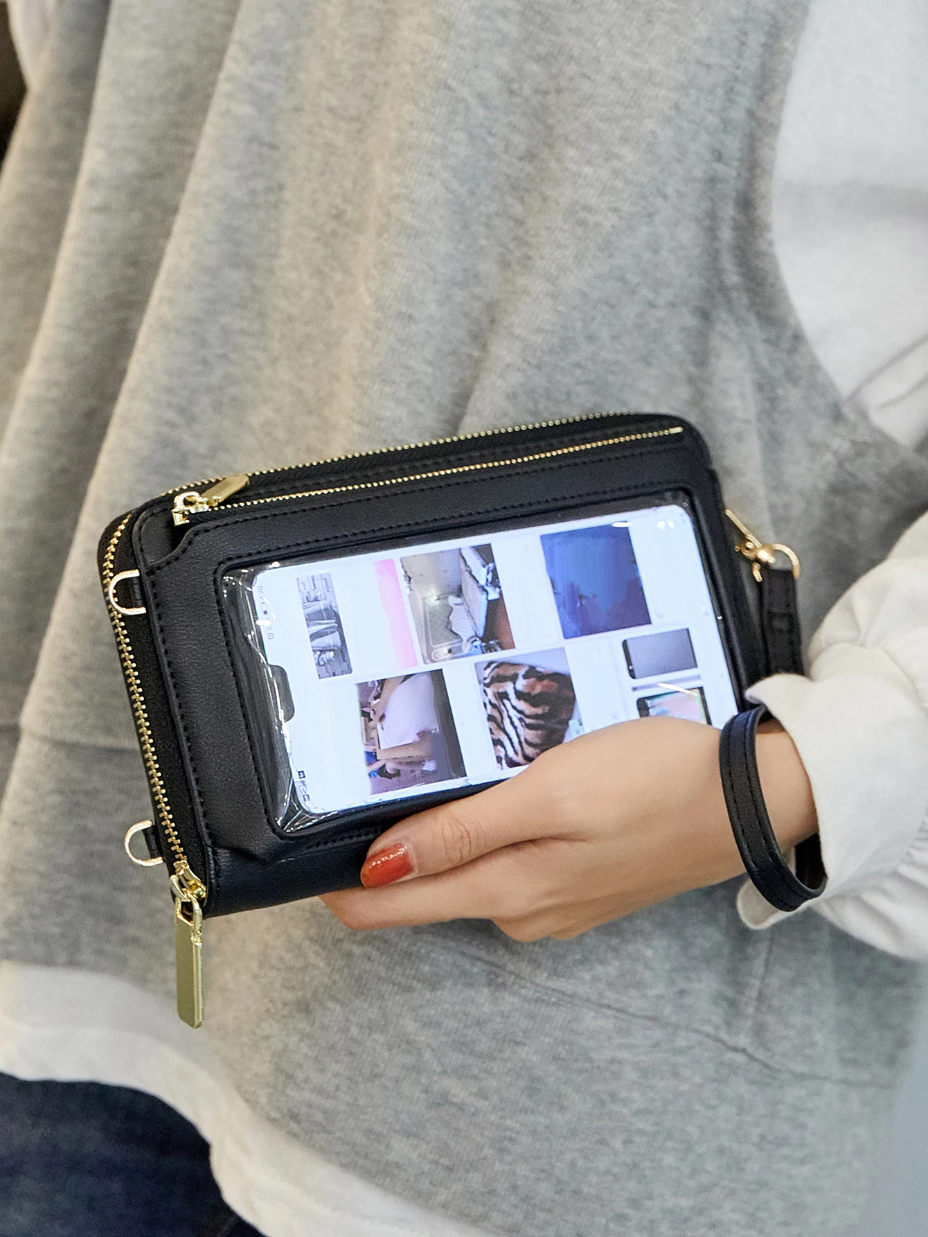 RFID-Blocking-Touch-Screen-Mobile-Phone-Bag-Functional-Crossbody-Long ...