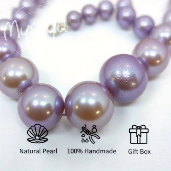 MYSOYA 11-15mm Purple Edison Baroque Pearl Necklace With Gift Box ...