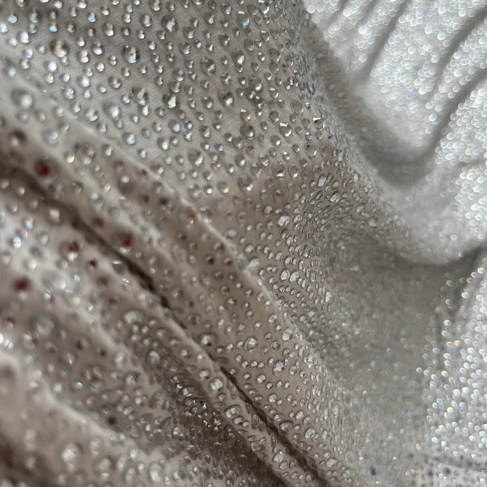 Crystal AB Fabric Material By the Yard Rhinestones Hotfix Glass Stones ...