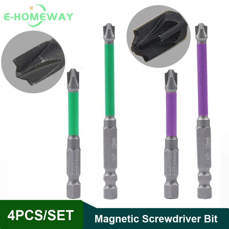 4PCS 65/110mm FPH2/FPZ2 Magnetic Electric Cross Screwdriver Bit Set ...