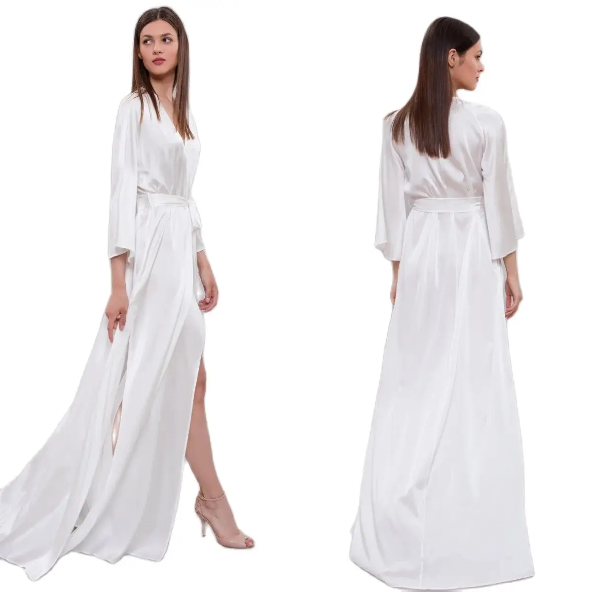 White-Long-Robes-Bridal-Wrap-Floor-Length-Sheer-Women-Nightgown-Photo ...