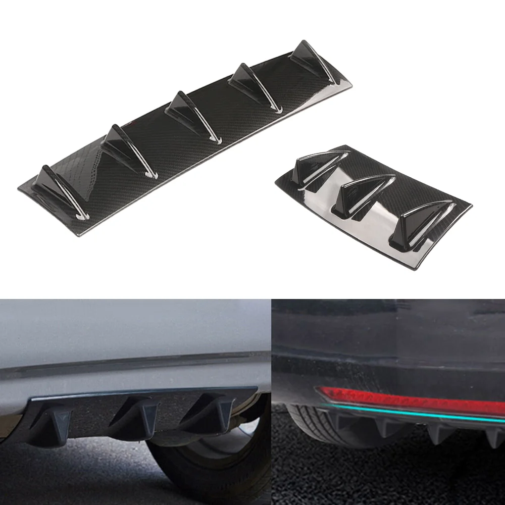 New Abs Plastic Universal Carbon Black Rear Bumper Lip Wing Spoiler ...