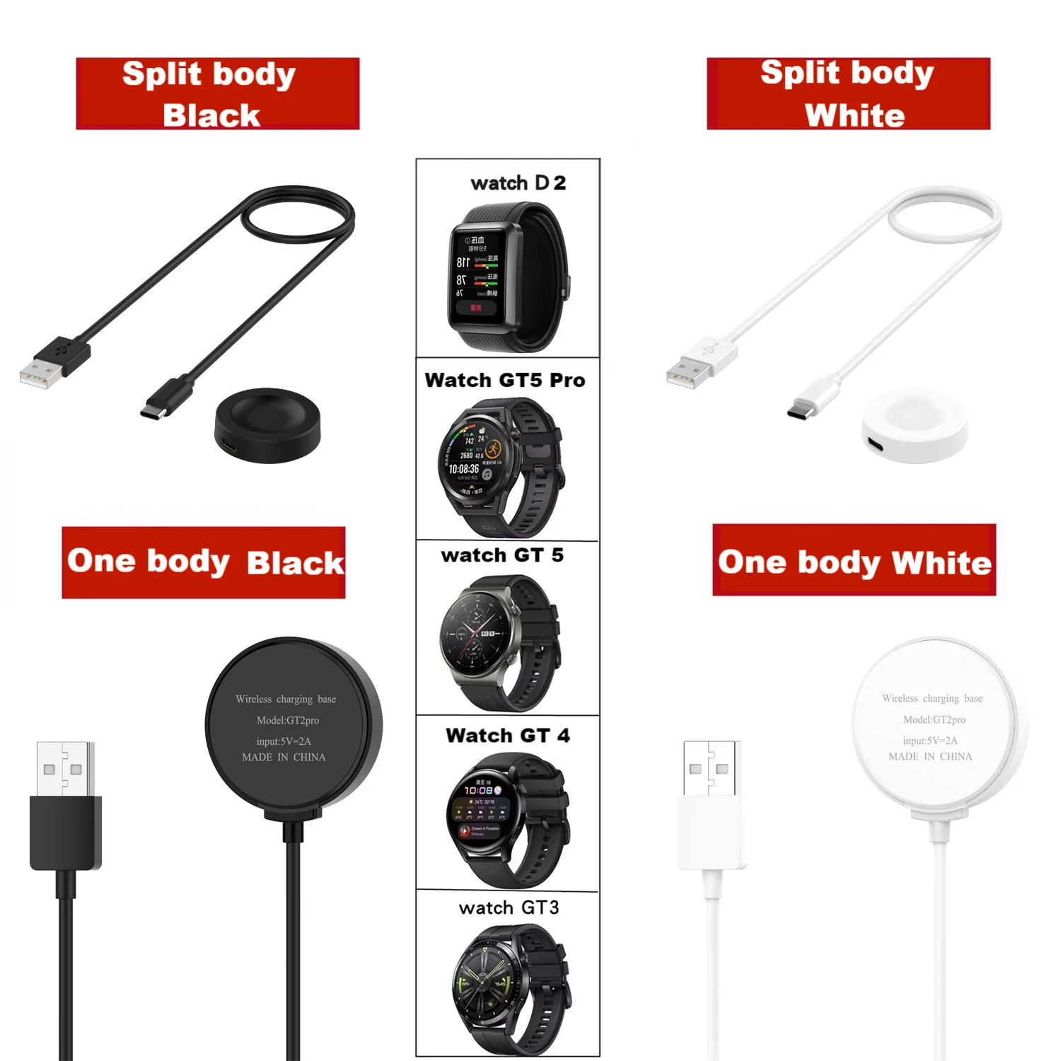 USB wireless charger For Huawei watch D2 and Huawei watch GT 5 Pro 46mm ...