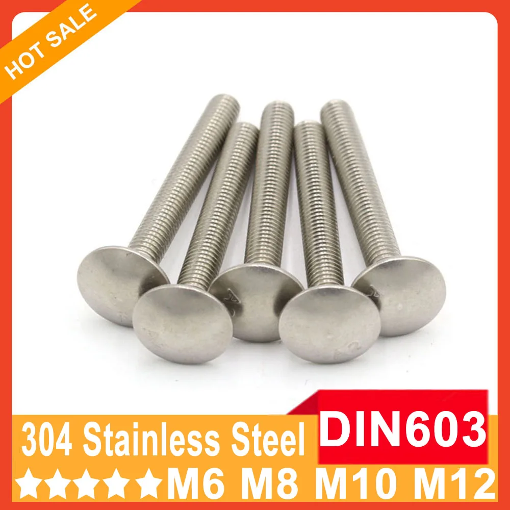 DIN603 M6 M8 M10 M12 A2-70 304 Stainless Steel Truss Round Head Square Neck Carriage Screw Coach ...