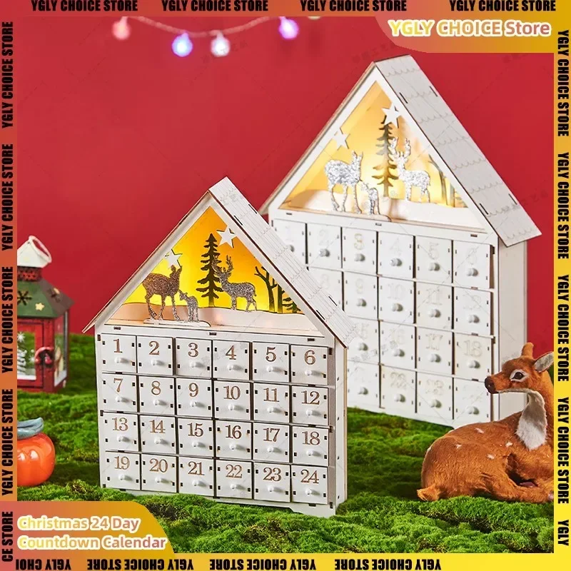 Christmas-24-Day-Countdown-Calendar-With-Light-Wooden-Drawer-Home-Decor ...