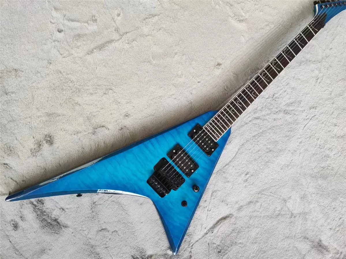 Azul 6 string v guitarra elétrica com haste de vibração e rosewood ...