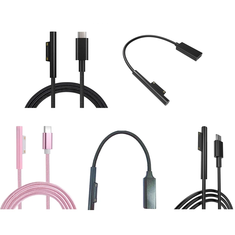 Usb C 서피스 프로 충전 케이블 Pd 15v 3a 호환 표면 마이크로 소프트 서피스 프로 76543 서피스 북 2