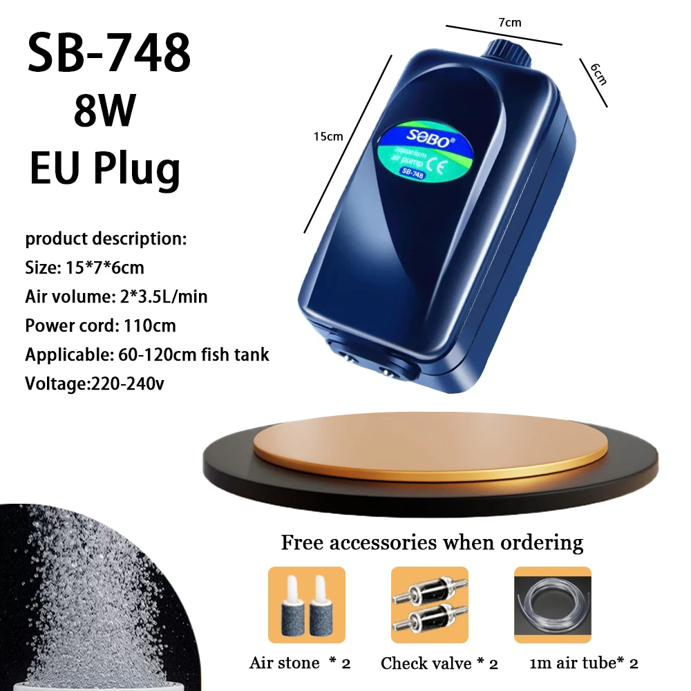 SOBO-748-High-Power-8w-Fish-Tank-Oxygen-Air-Pump-Fish-Aquarium-Air ...