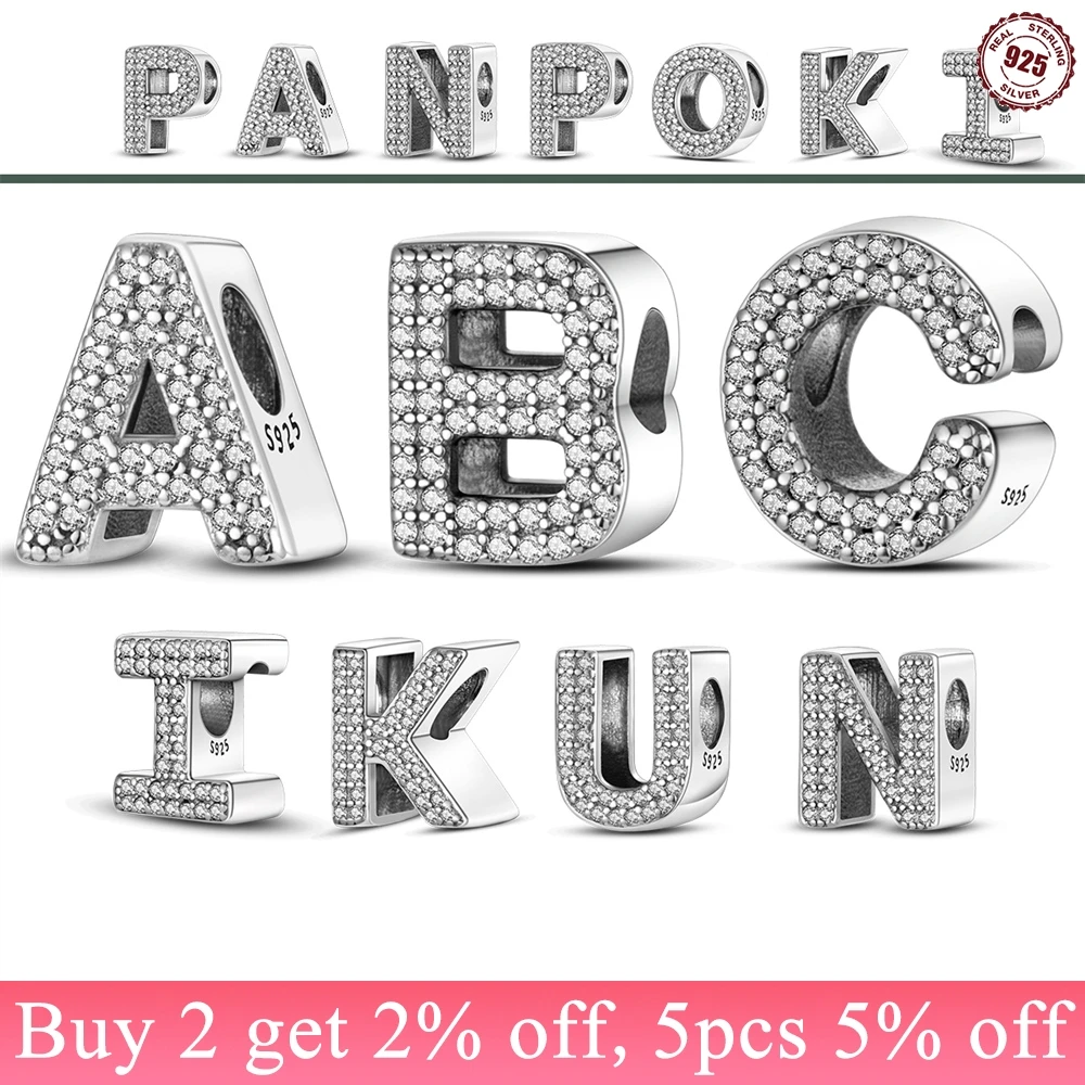 PANPOKI-925-Sterling-Sliver-Alphabet-Pendant-26-Letters-A-Z-Fit ...