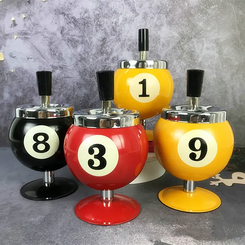 Pool Billiard Ball Design Ashtray Creative Blcak Portable Metal Ashtray ...