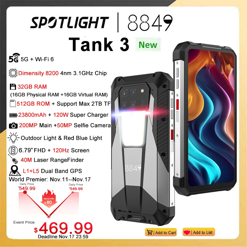 8849-Tank-3-Rugged-Smartphone-32GB-512GB-23800mAh-120W-Charger ...