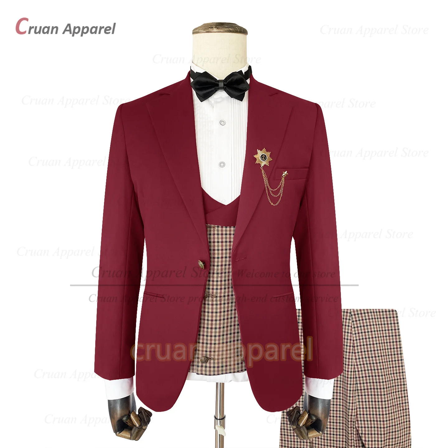 Classic-Plaid-Suit-Set-For-Men-Formal-Banquet-Tailor-made-Slim-Fit ...