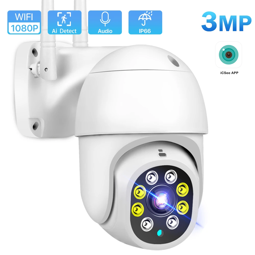 WiFi Camera 1080P HD CCTV Outdoor IP Camera 3MP AI Auto Tracking iCSee ...