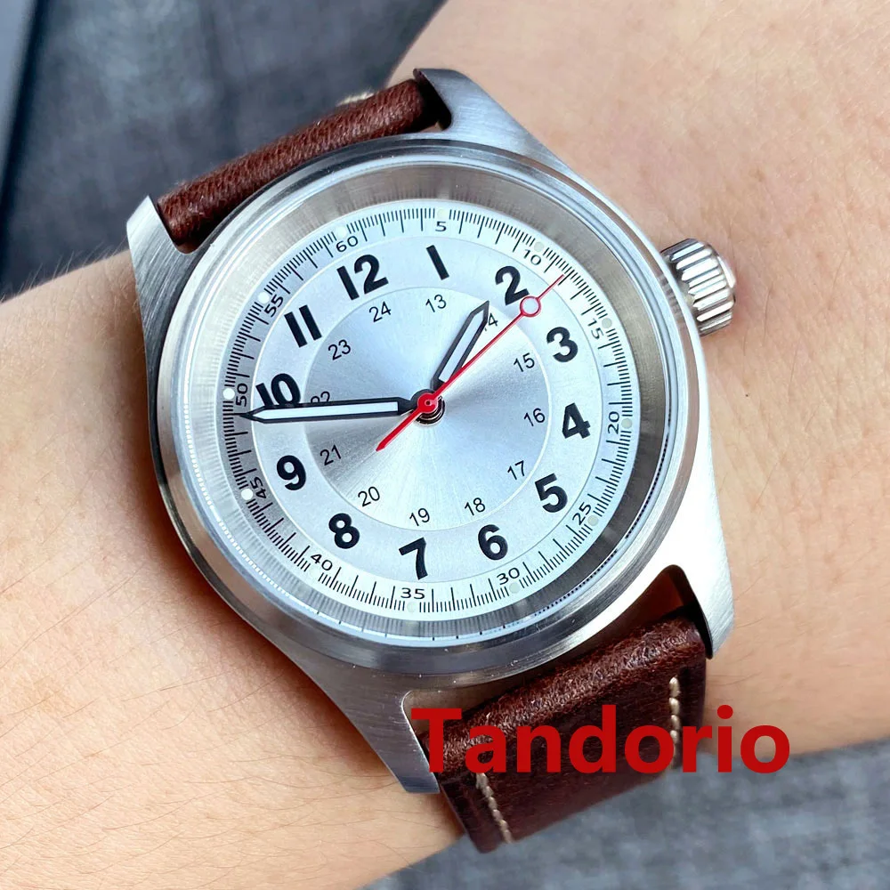 Tandorio Pilot 36mm 20ATM Sapphire Glass Black/Silver Dial NH35A Auto ...