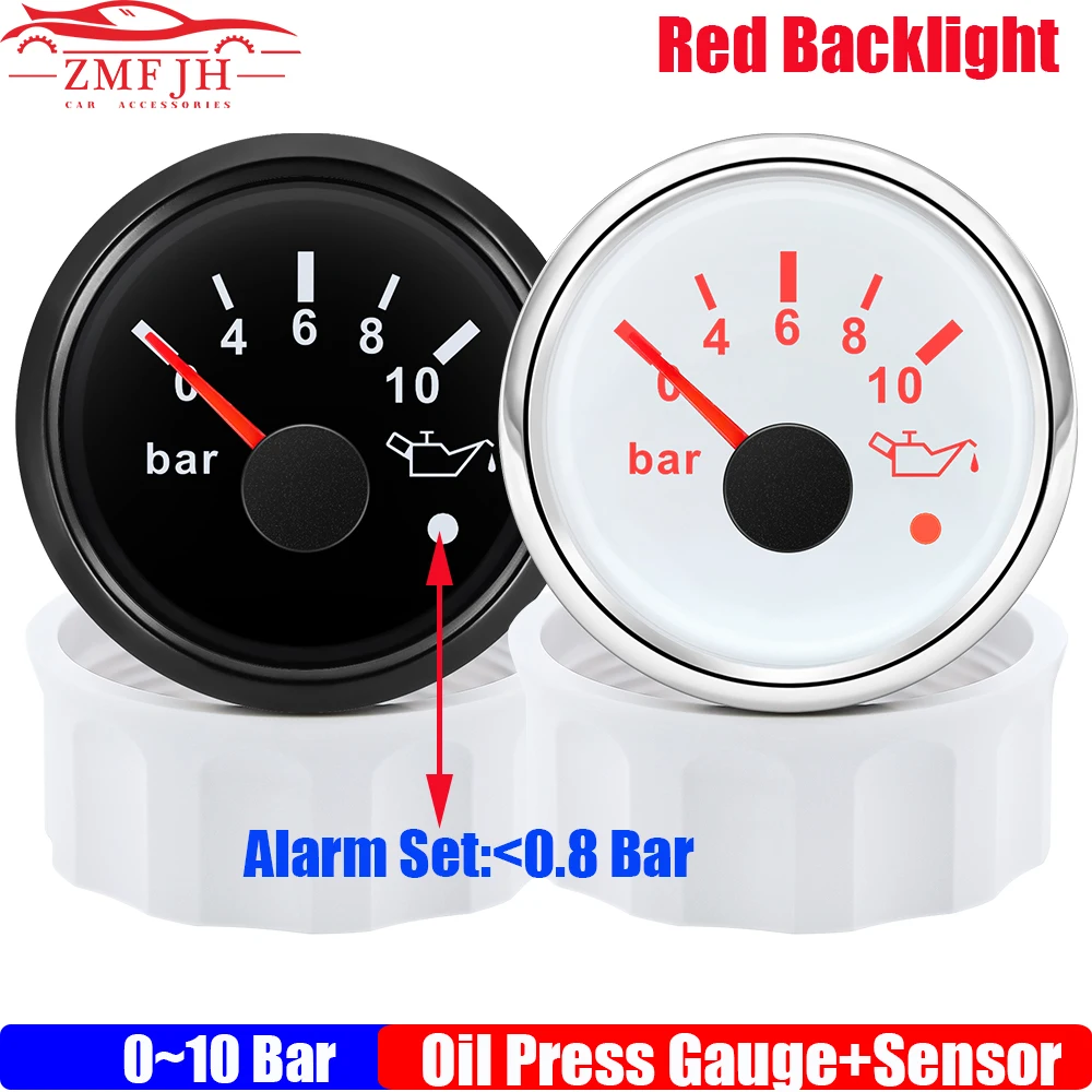 0-10Bar-2-52mm-Oil-Pressure-Gauge-with-Alarm-Red-Light-0-5-Bar-Oil ...