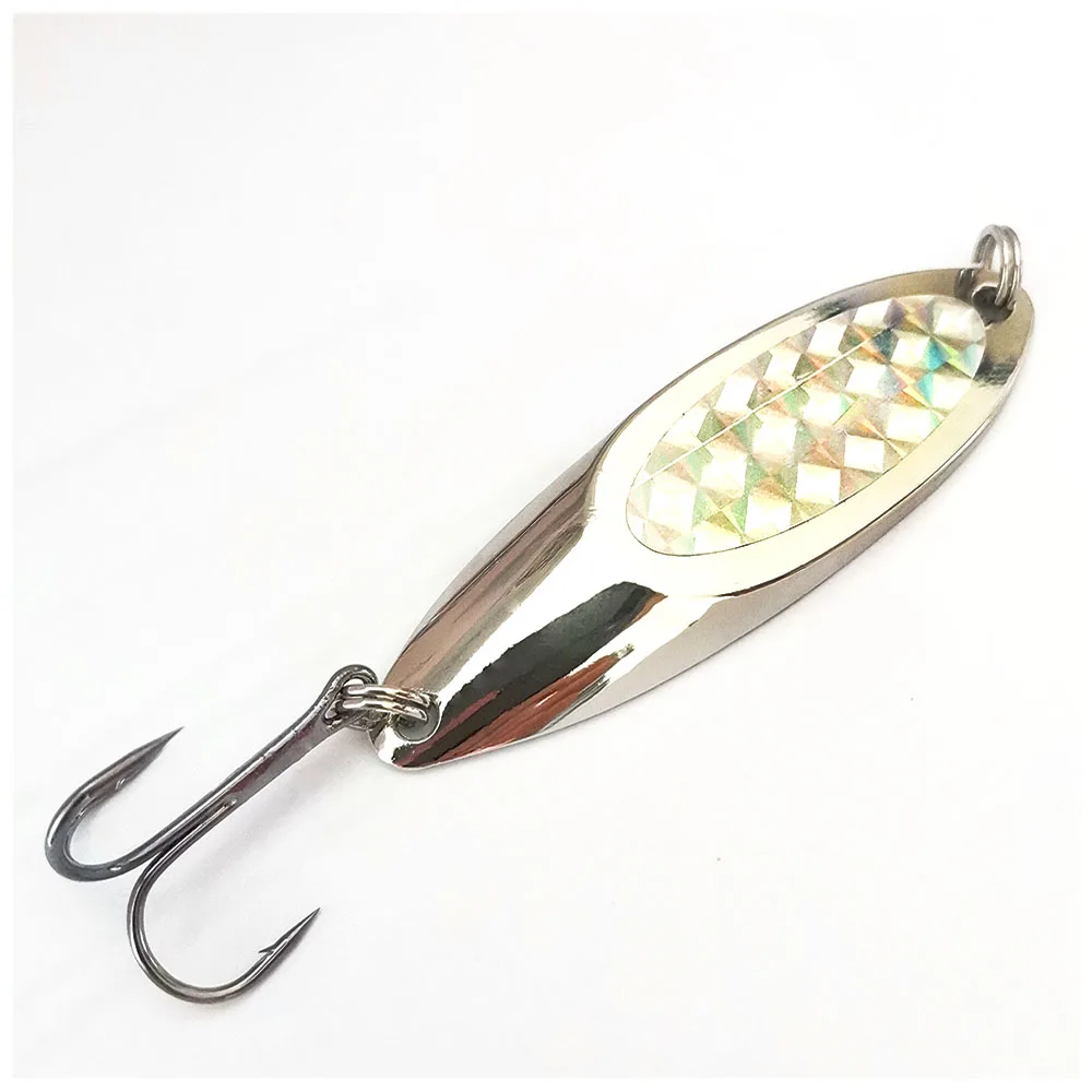 1pc Partial Hologram Sticker Metal Spoon Fishing Lure Silvery Bass ...