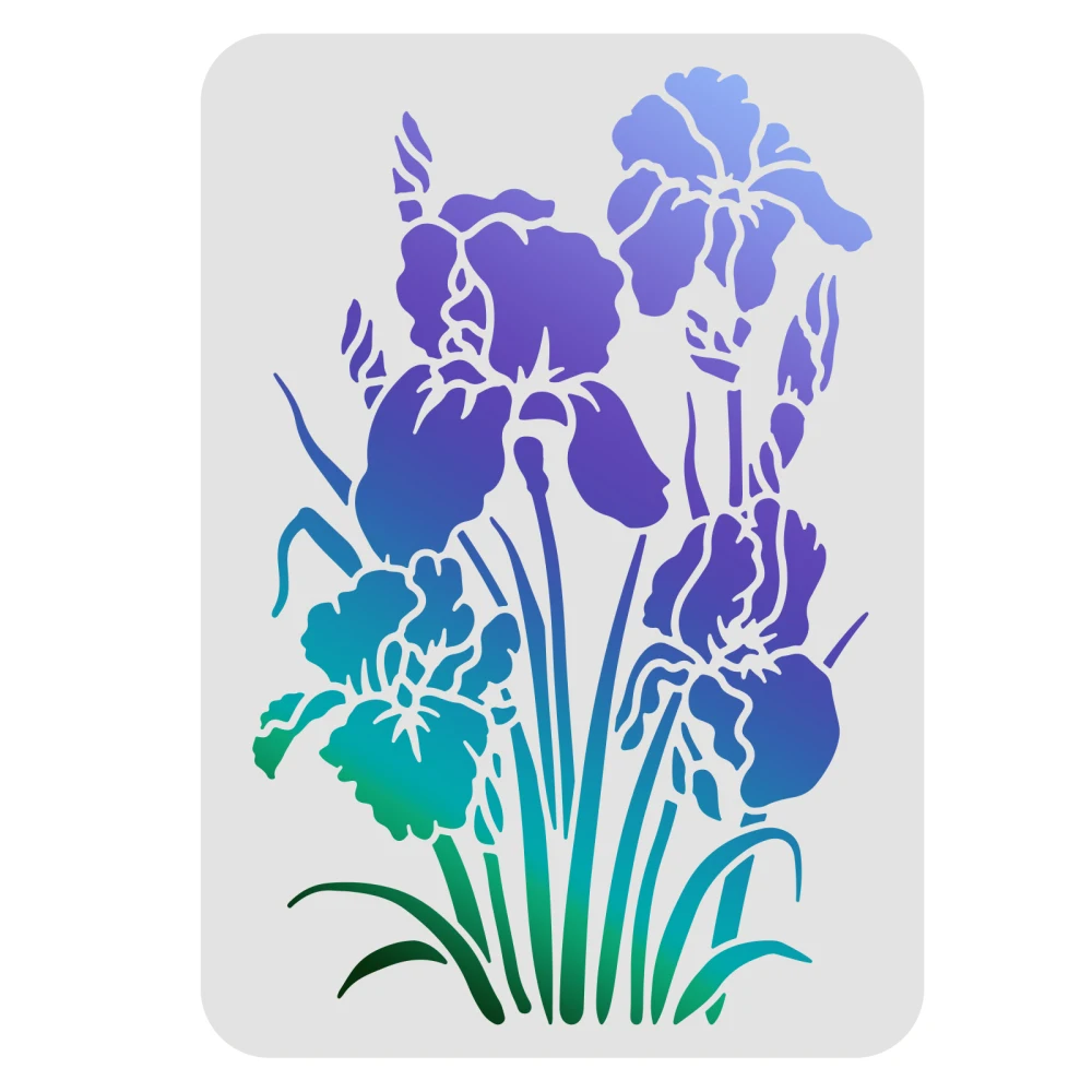 Iris-Stencils-Plastic-Flowers-Drawing-Stencils-Flower-Floral-Wall ...