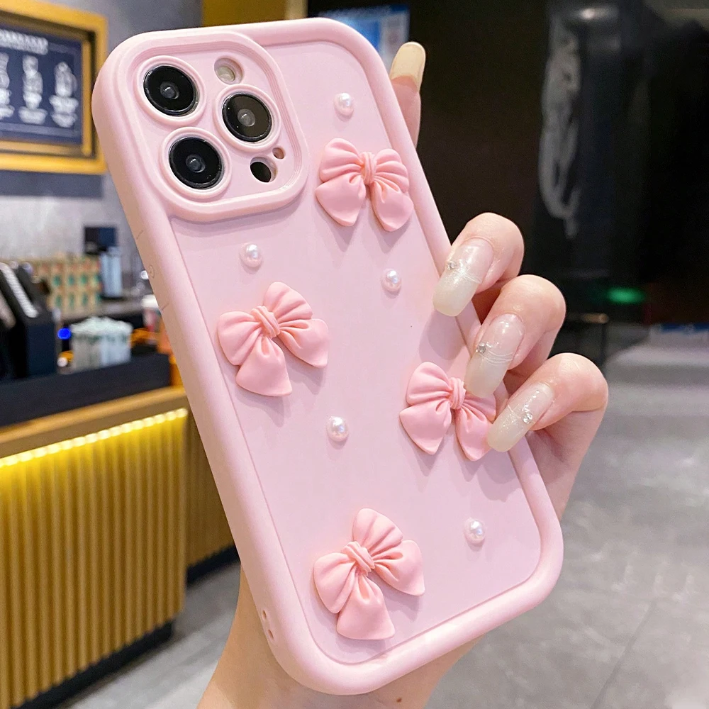 Korea 3D Bowknot Pearl Silicone Shockproof Phone Case for Mi 11 Lite 4G ...
