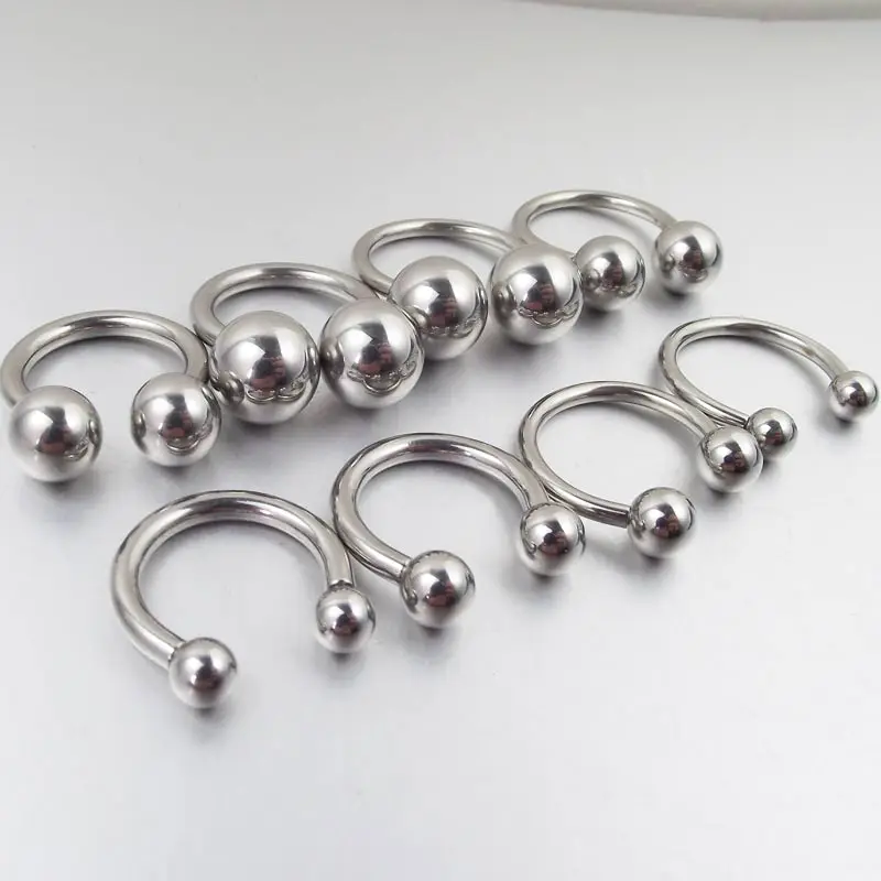 1 Piece Big Stainless Steel BCR Externally Threaded Hoop Horseshoe Nose ...