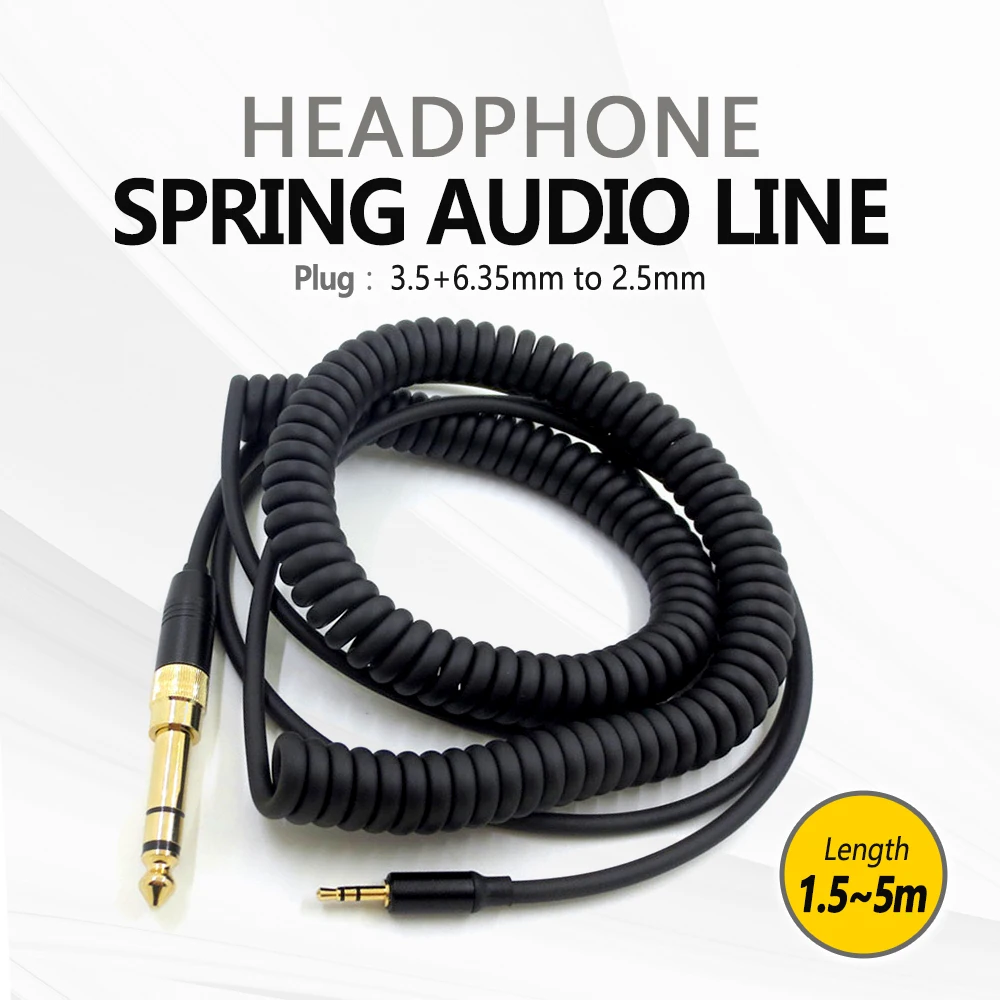 Durable Coiled Headphone Audio Cable High-extensional Spring Line 3.5MM ...