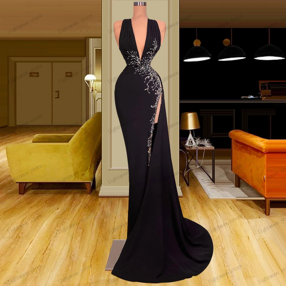 Glamorous-Evening-Dresses-Sexy-Prom-Dress-Deep-V-Neck-Sleeveless ...