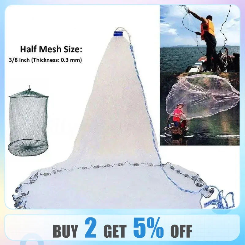 Fishing-Cast-Nets-With-Sinker-2-4m-Radius-Hand-Throwing-Fishing-Trap ...