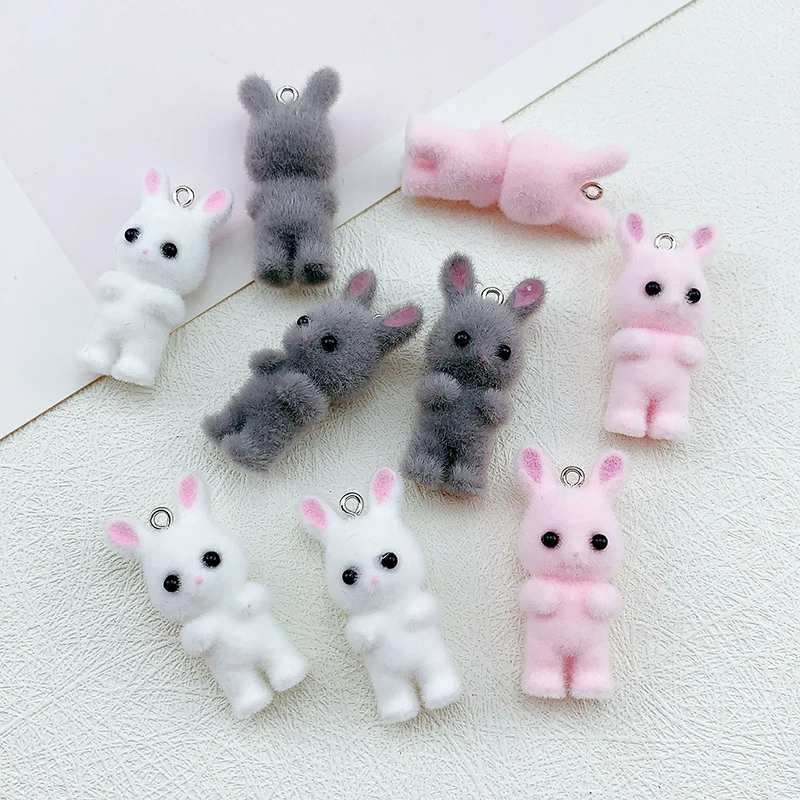 3D-Min-Flocking-Rabbit-Keychain-Cute-Rabbit-Couple-Mobile-Phone-Pendant-Car-Keyring-Earphone ...
