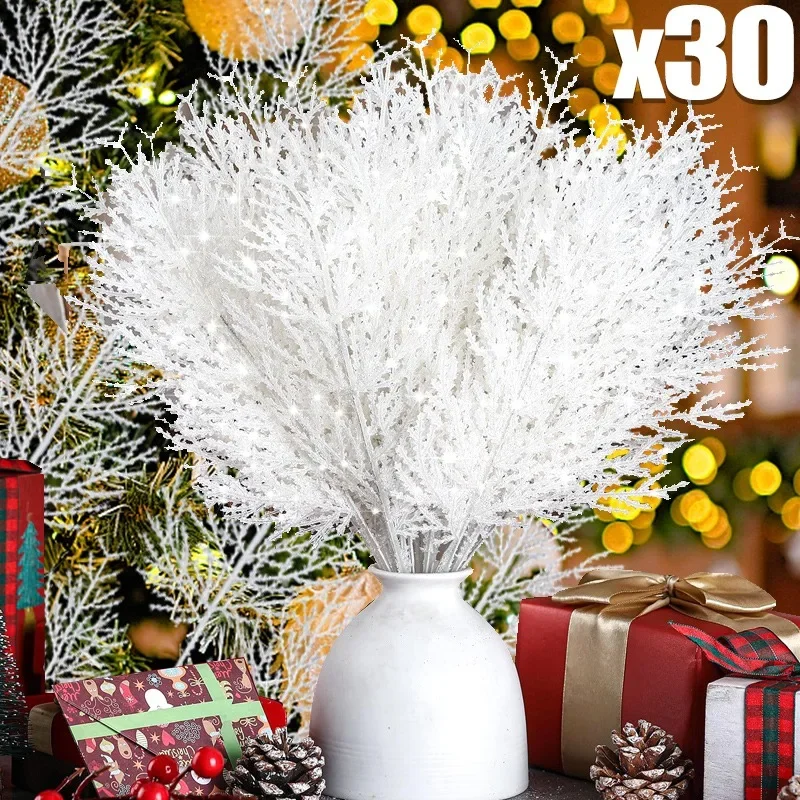 Artificial-White-Pine-Leaves-Christmas-Decor-Xmas-Tree-Home-Room-Decor ...