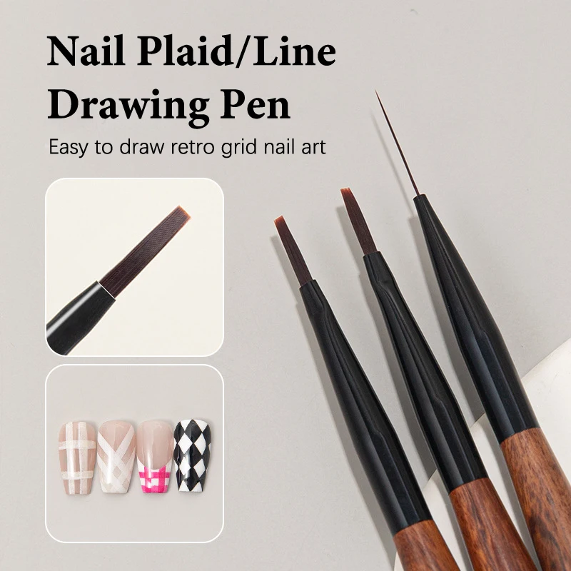 Nail Art Brush Checker Sandalwood Nail Drawing Painting Long Line Brush ...