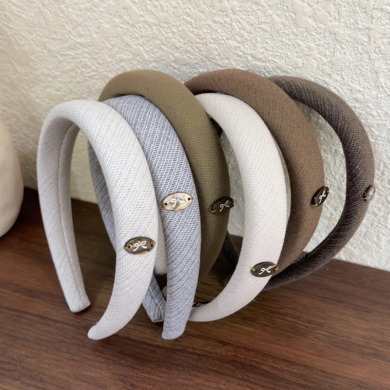Retro Temperament Woolen Fabric Shell Bow Headbands For Women Girls ...