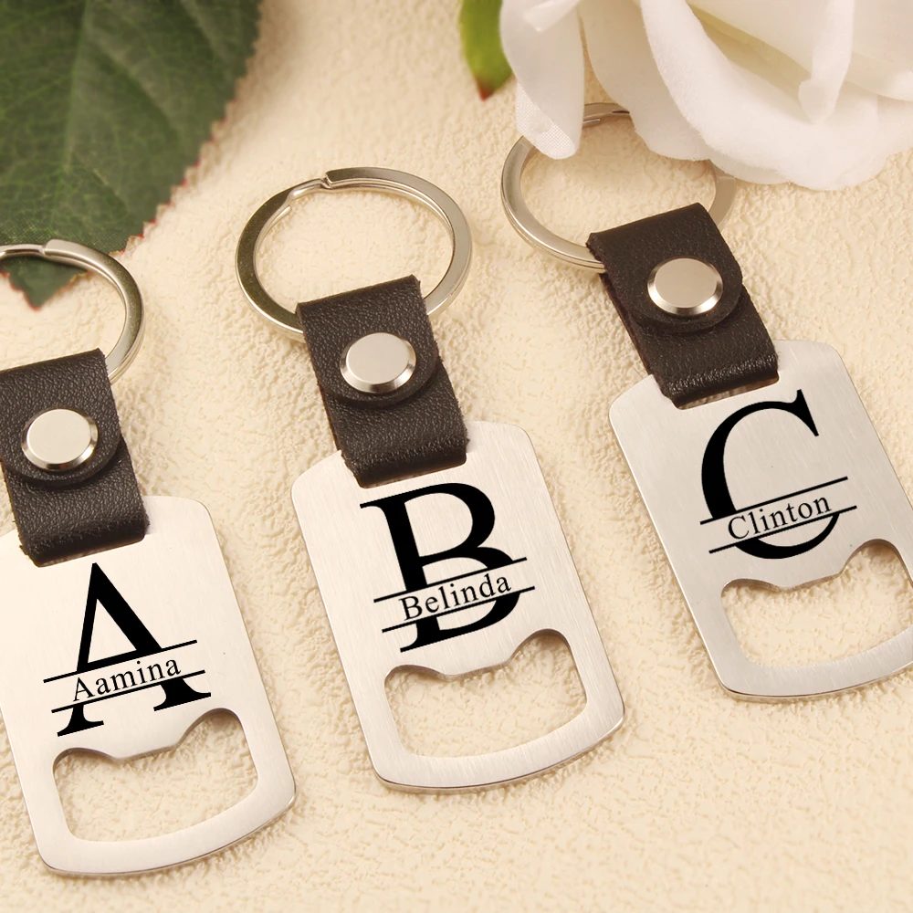 Personalized Laser Engraved Initials And Name Bottle Opener Key Chain ...