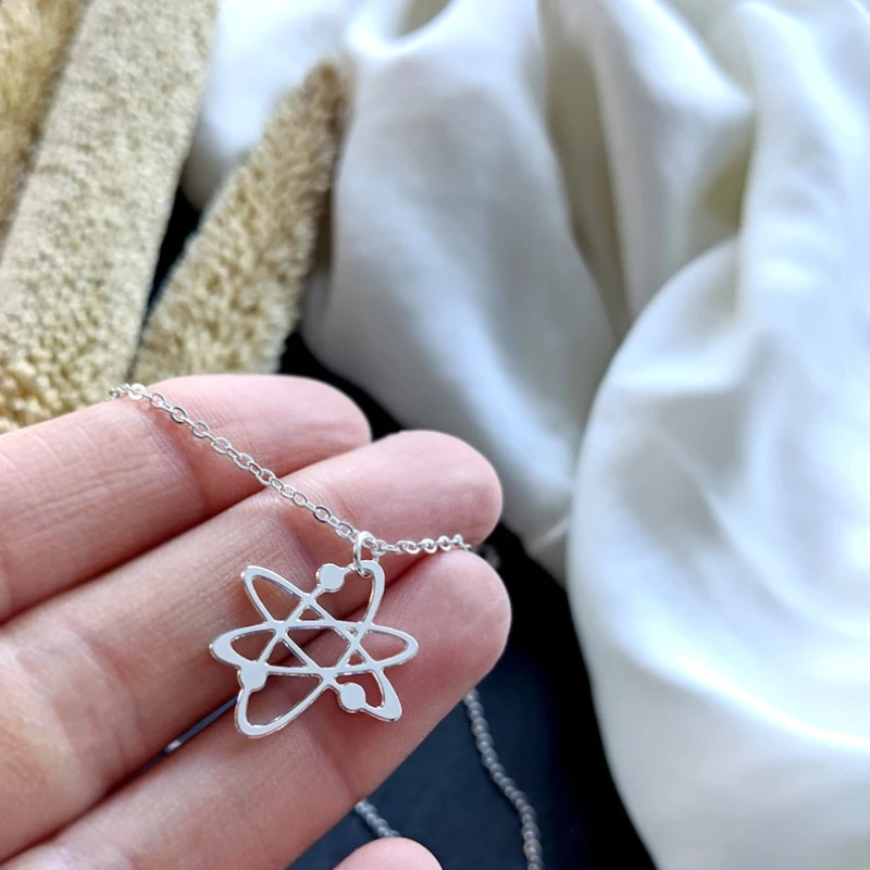 Stainless Steel Necklaces Symbol of Science Atom Pendant Necklace for ...