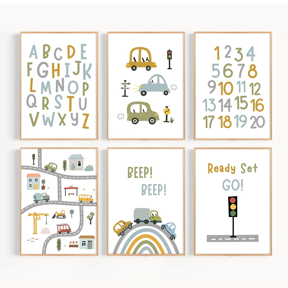 Transport-Alphabet-Trucks-Cars-Traffic-Light-ABC-Posters-Nursery-Wall ...