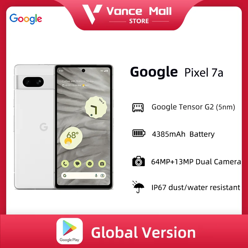 Global Version Google Pixel 7a Google Tensor G2 Titan M2™ Security Coprocessor 64MP Dual Camera ...