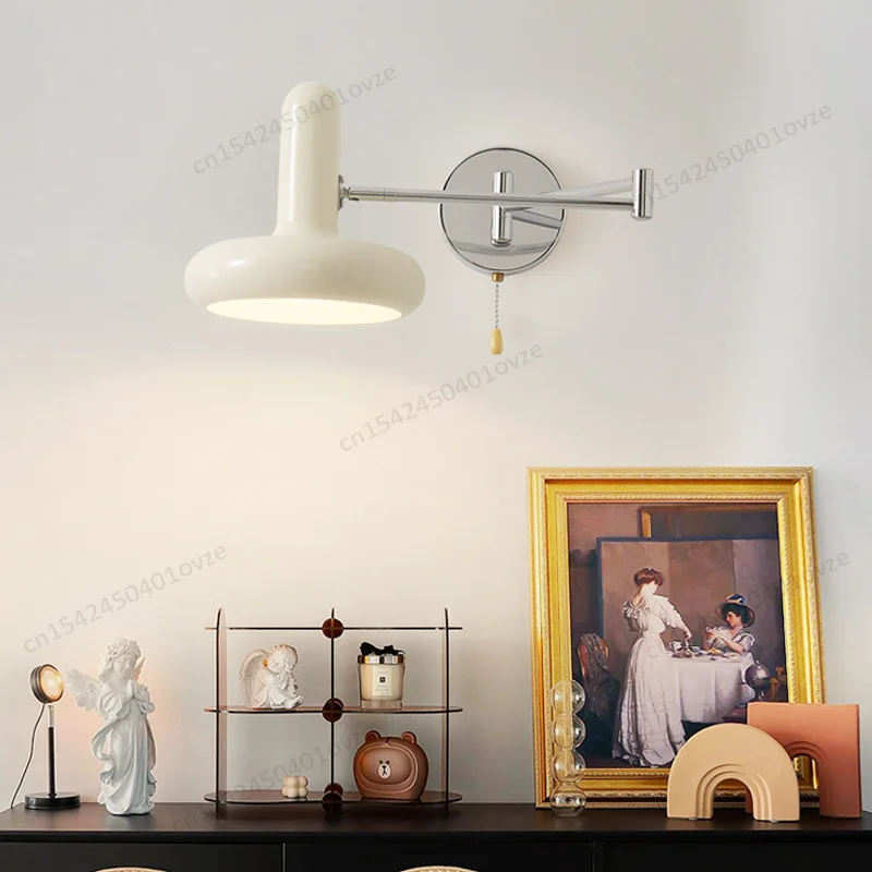 Wall-Lamp-Nordic-Rocker-Arm-Bedroom-Bedside-Wall-Lamp-Cream-Shade ...