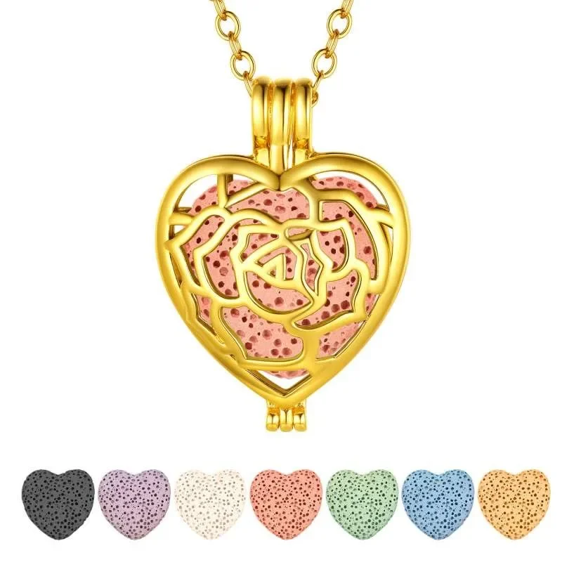 Vintage-Love-Heart-Rose-Diffuser-Locket-Pendant-with-Lava-Stone-Diffuser-Necklace-for-Women ...