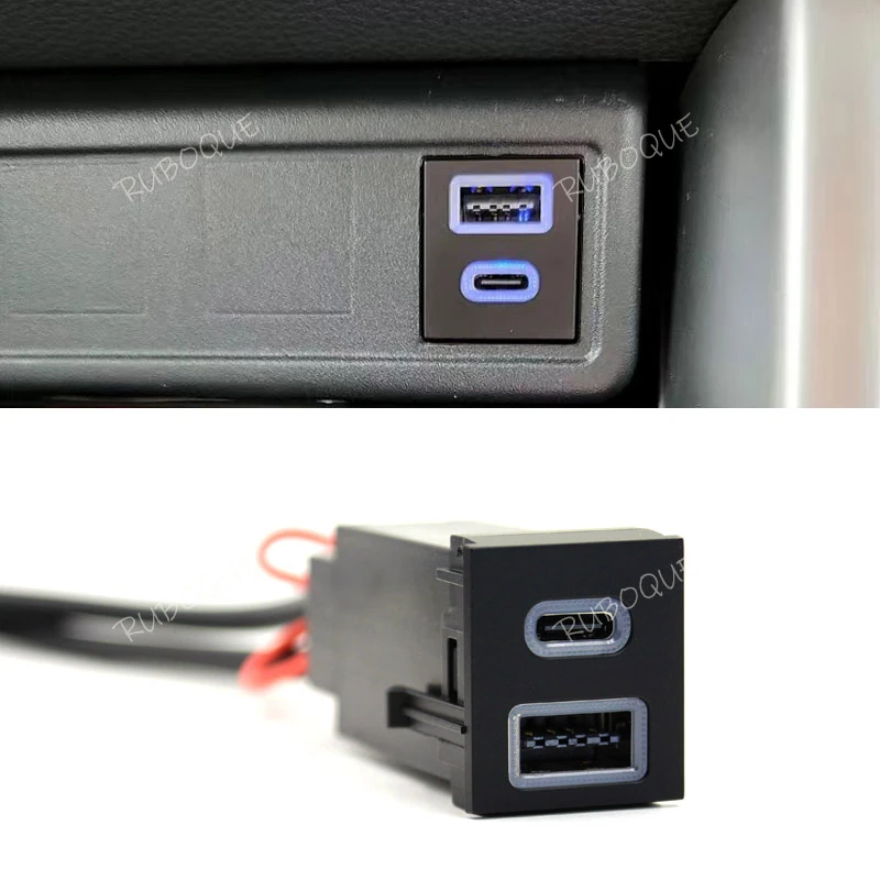 12V Car Dual USB C QC3.0 Cigarette Lighter Socket Quick Charger Adapter ...