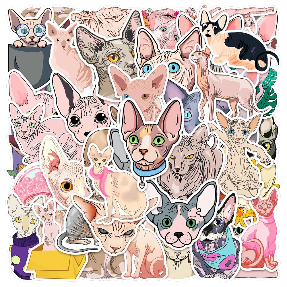 10-30-50PCS-Funny-Sphynx-Cat-Cartoon-Stickers-Animal-Decals-DIY ...