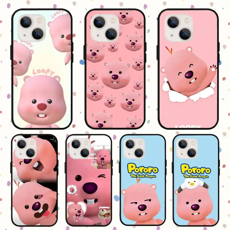 한국 l loopy 귀여운 P pororo thelittle 펭귄 휴대폰 케이스, 아이폰 11 12 13 미니 13 14 프로 ...