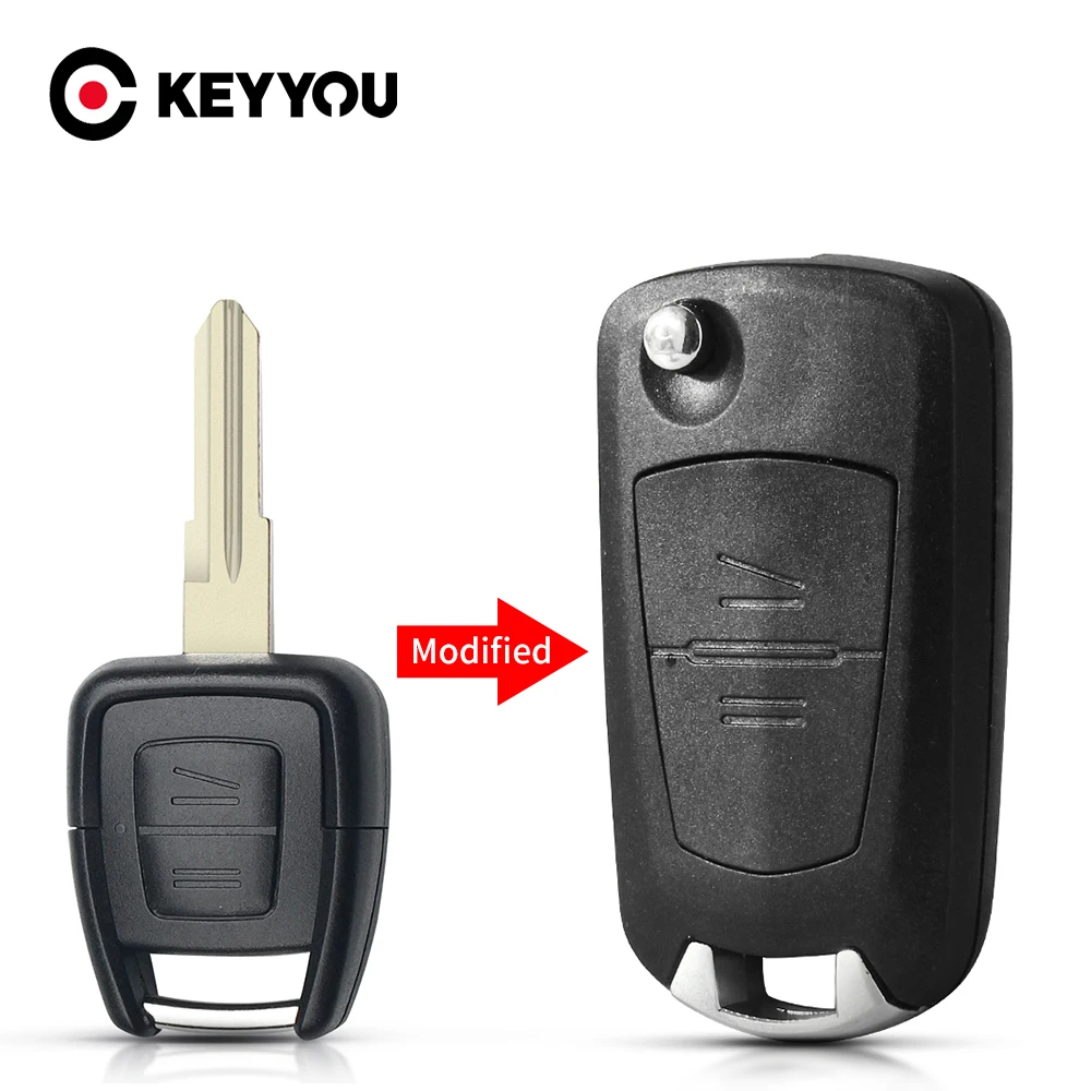 KEYYOU 2 Button Folding Flip Remote Key Case HU46 Blade For Vauxhall ...