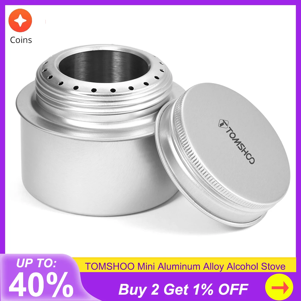 TOMSHOO Portable Mini Aluminum Alloy Alcohol Stove with Lid Outdoor ...