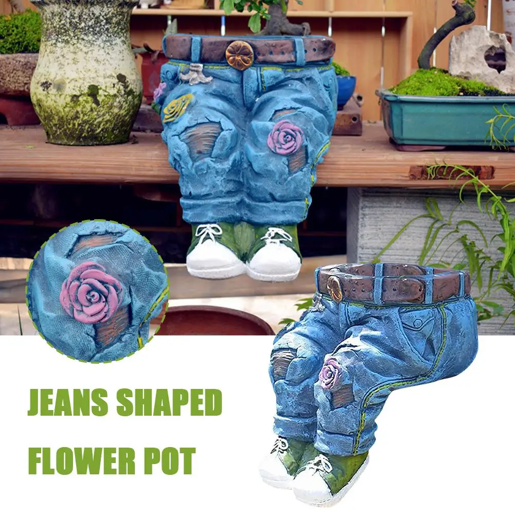 1pc-Jeans-Pants-Shape-Flower-Pot-Resin-Statue-Succulent-Pot-Flower ...