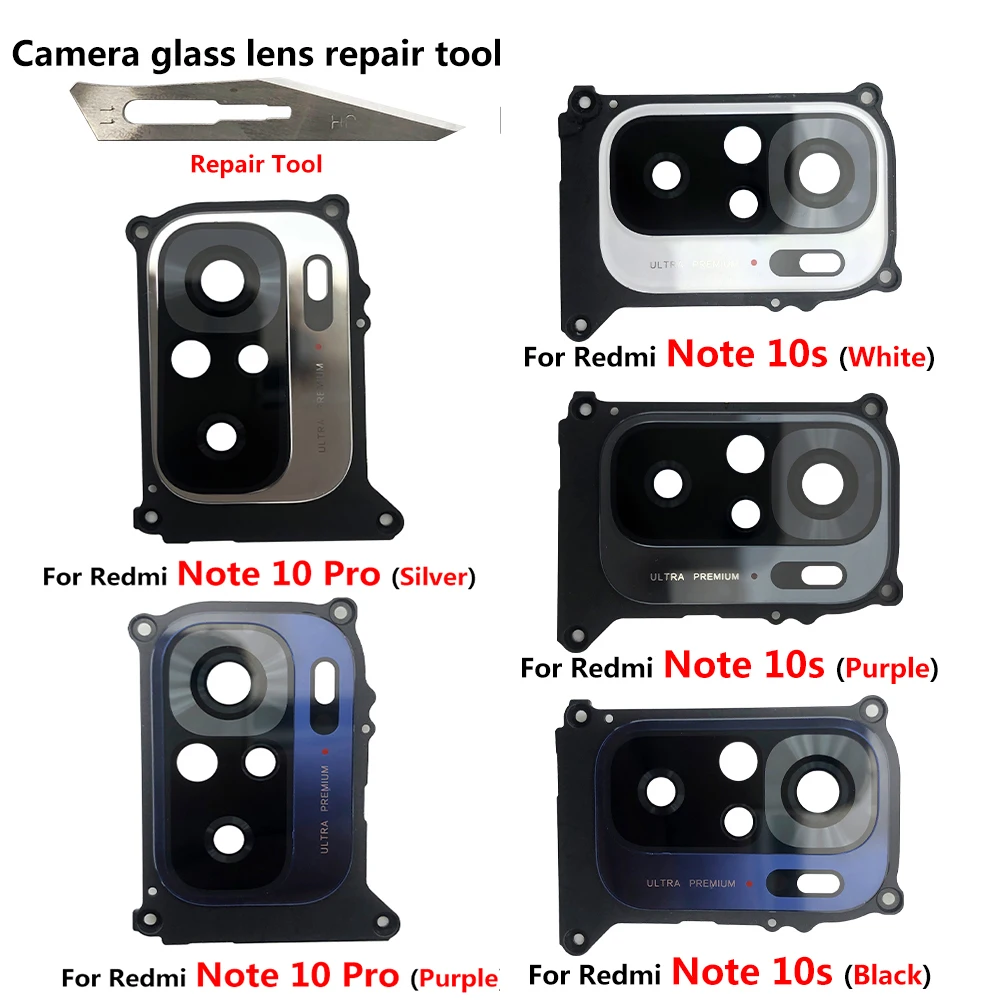 Original-New-For-Redmi-Note-10-Camera-Glass-Lens-With-Frame-Holder-For ...