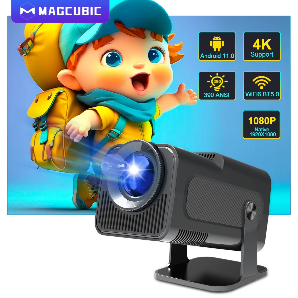 Magcubic-4K-Android-11-Projector-Native-1080P-390ANSI-HY320-Dual-Wifi6 ...
