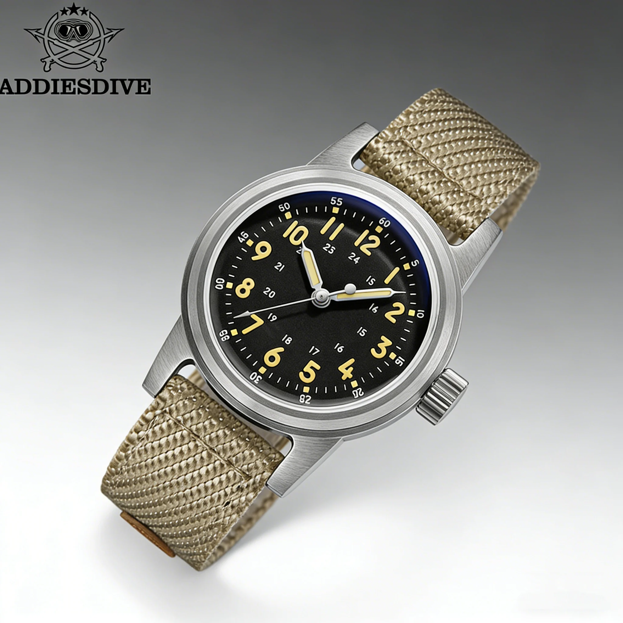 ADDIESDIVE Men Watch NH35A Bubble Mirror Glass Nylon 36mm BGW9 Luminous ...