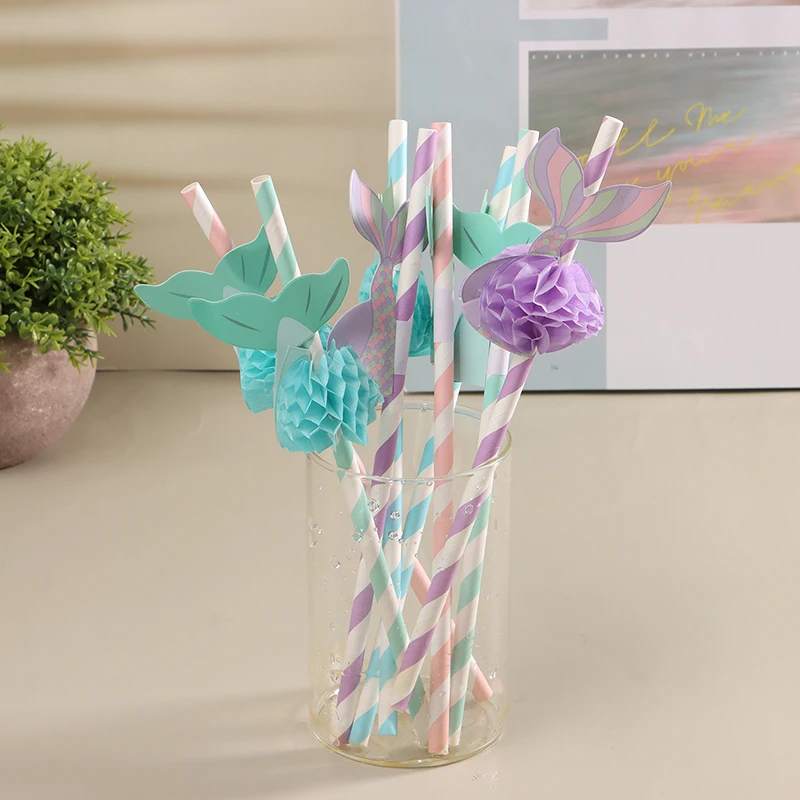 10Pcs Mermaid Tail Honeycomb Paper Straw Mermaid Straw Drink Juice ...